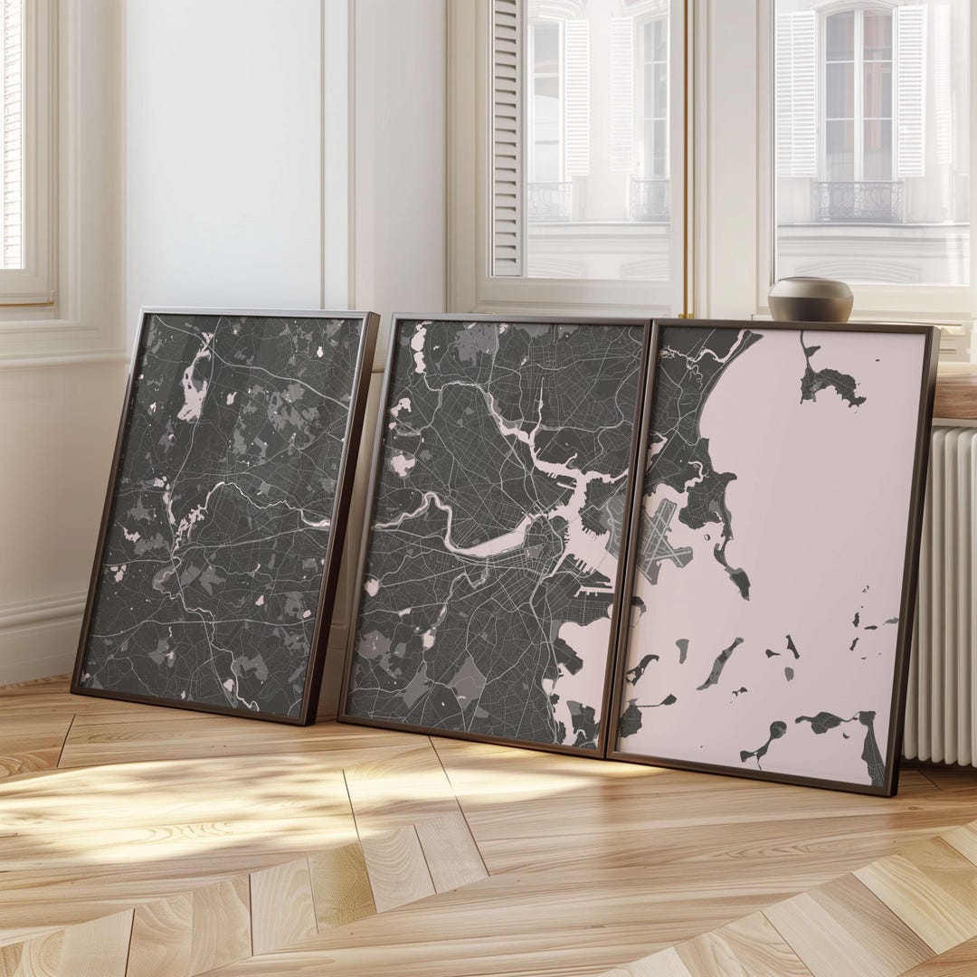 Tríptico de mapa de ciudad personalizado: Impresión de viajes urbanos ...
