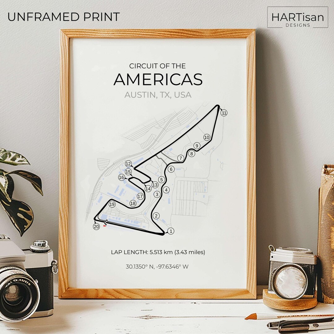 Austin F1 Circuit Map Grand Prix Track Circuit F1 Gift Idea Wall Art - Etsy