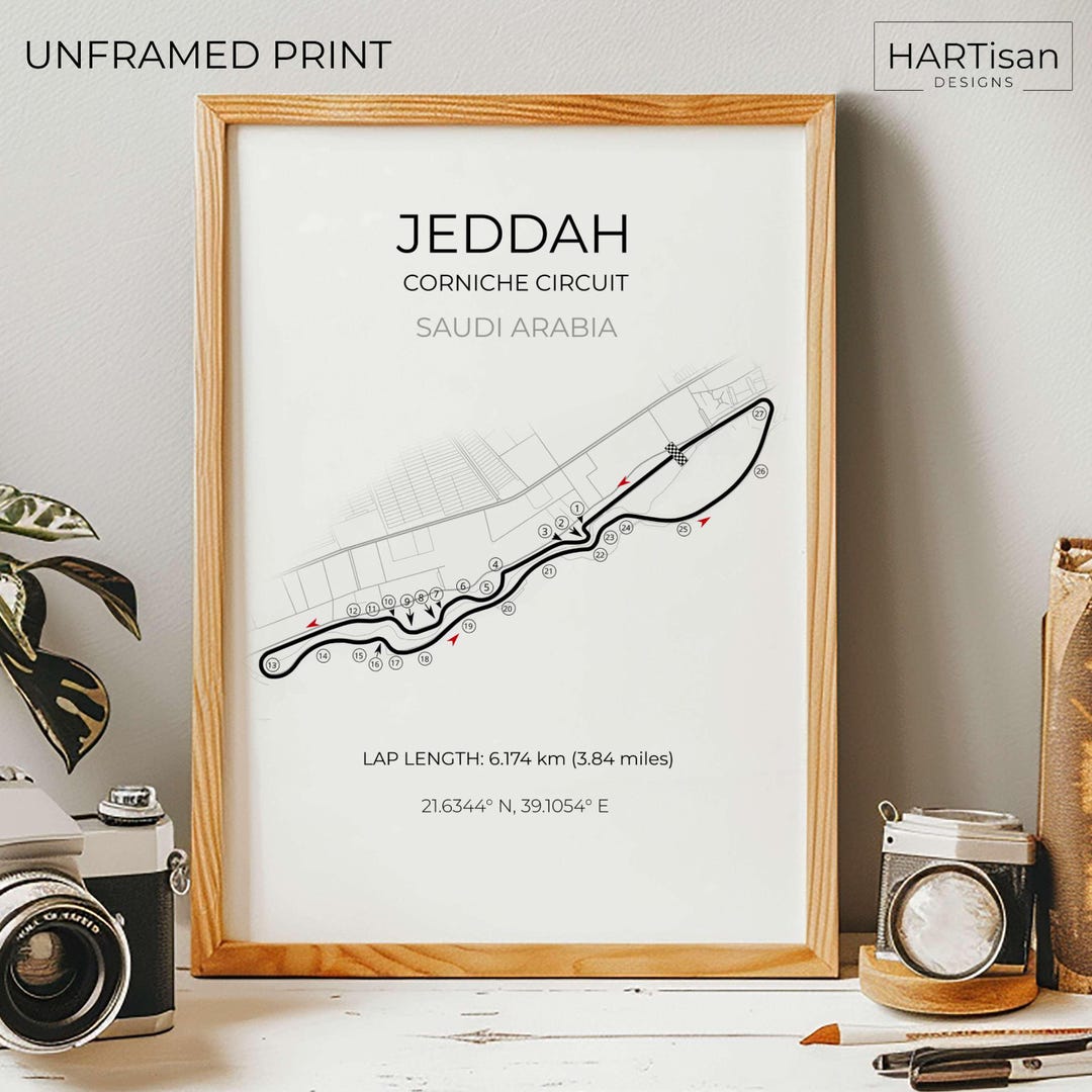 Saudi Arabia F1 Circuit Map Grand Prix Track Circuit F1 Gift Idea Wall ...
