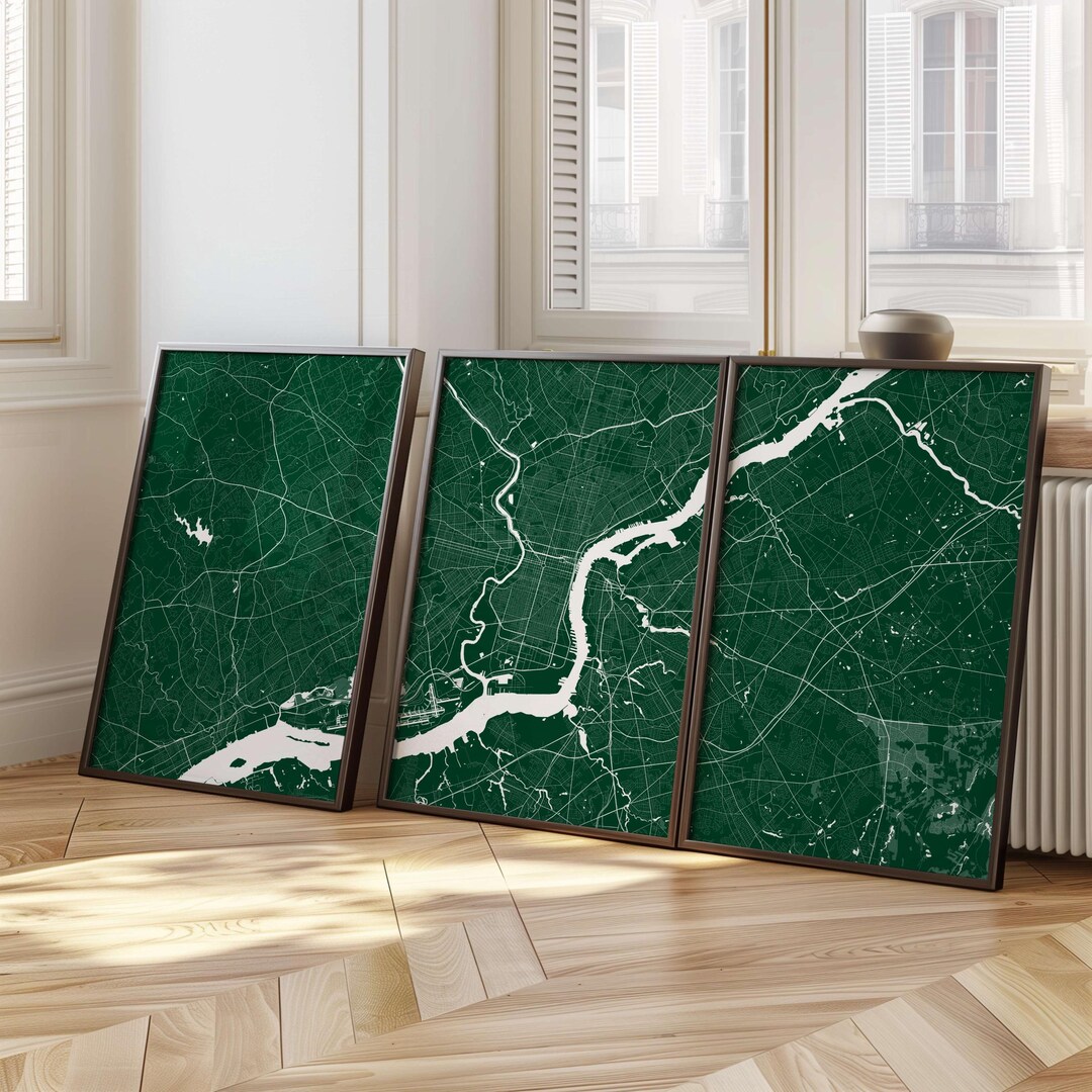 Custom City Map Triptych: Modern 3-panel Wall Art - Etsy