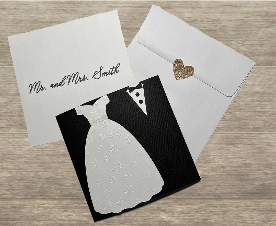 Handmade Wedding Card, Simple Wedding Card, Bride and Groom Card ...