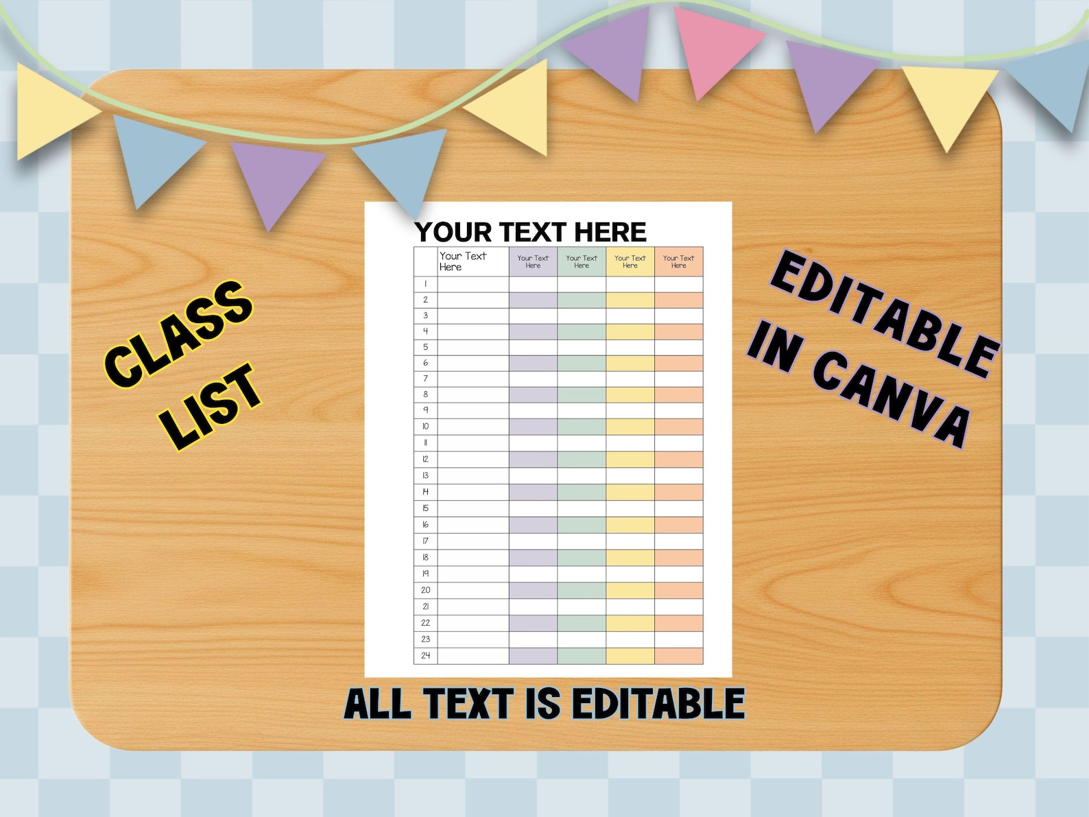 Editable Class List Template | Printable Student Roster for Canva ...