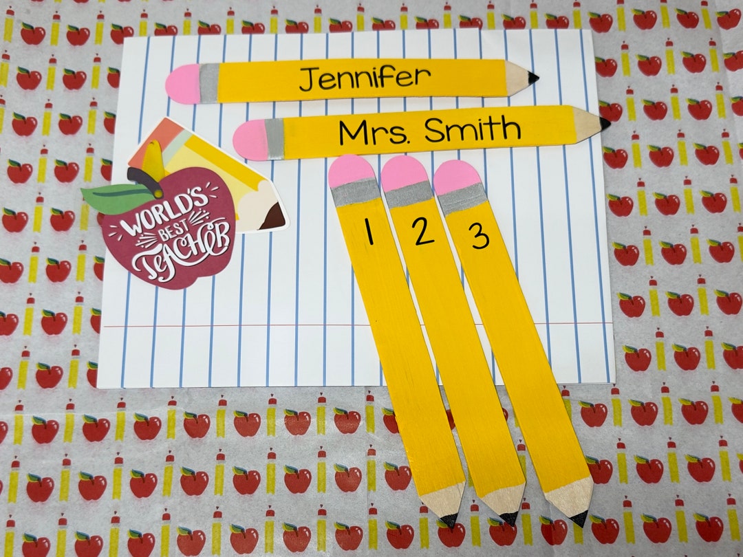 Personalized Teacher Gift Pencil Bookmark Set Custom Classroom Decor ...