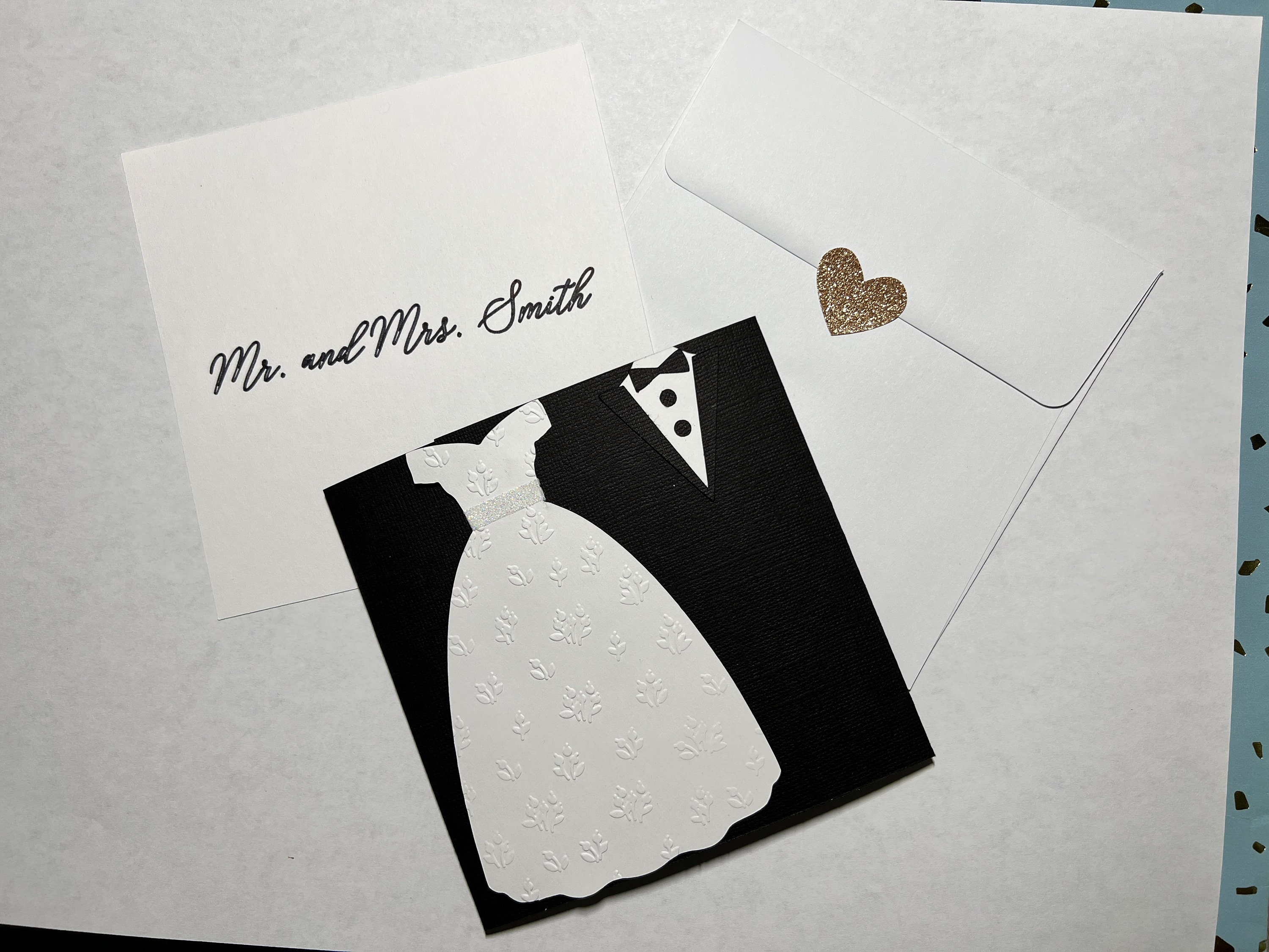 Handmade Wedding Card, Simple Wedding Card, Bride and Groom Card ...