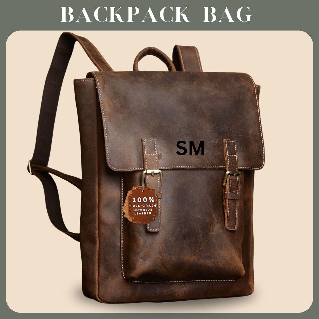Leather Backpack Men, Office Laptop Backpack, Shoulder Backpack, Full ...