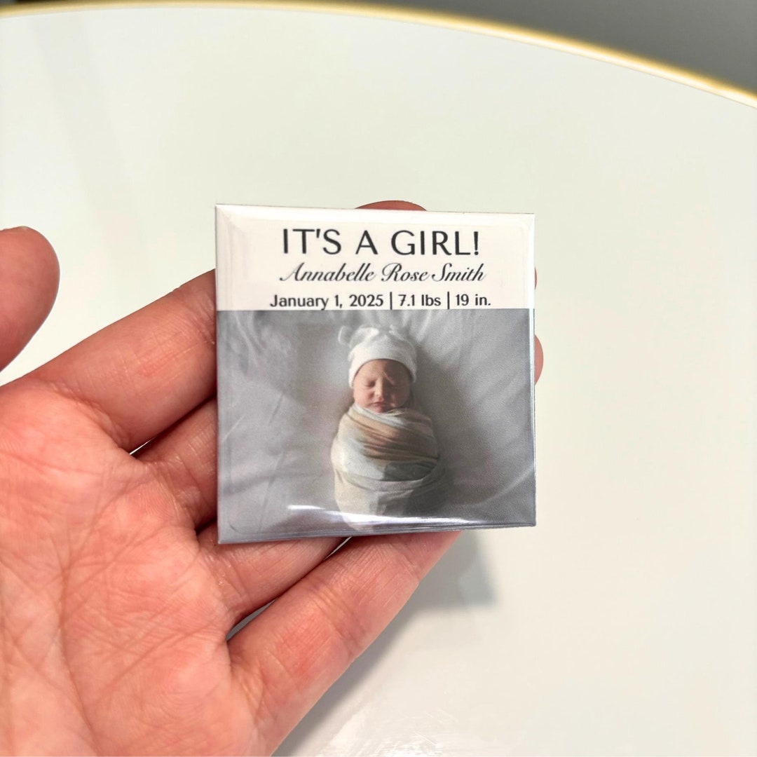 Personalized Birth Announcement Magnet Custom 2x2 Square Photo Magnet ...