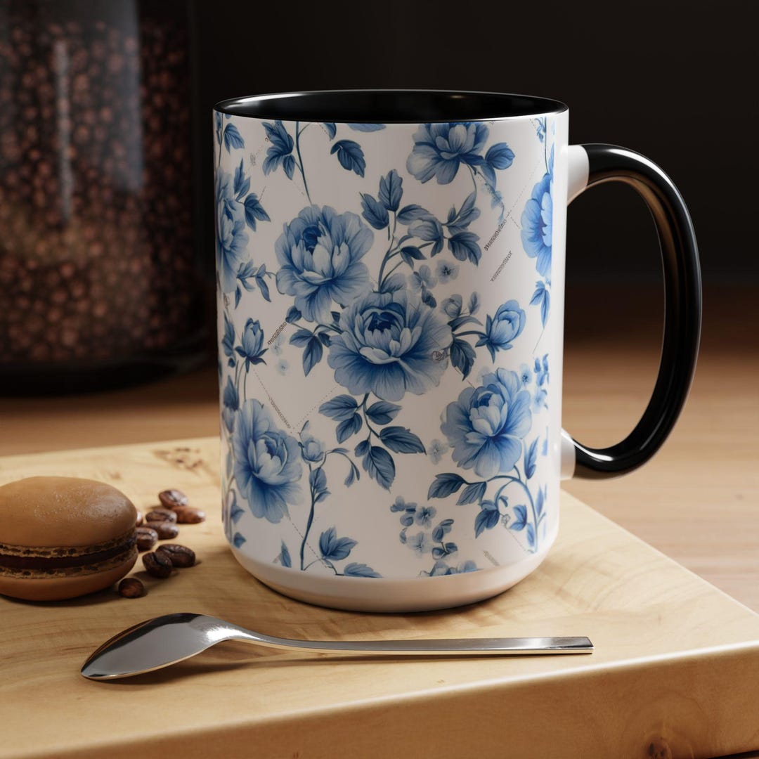 Blue and White Toile De Jouy Coffee Mug (11, 15oz), Toile Aesthetic ...