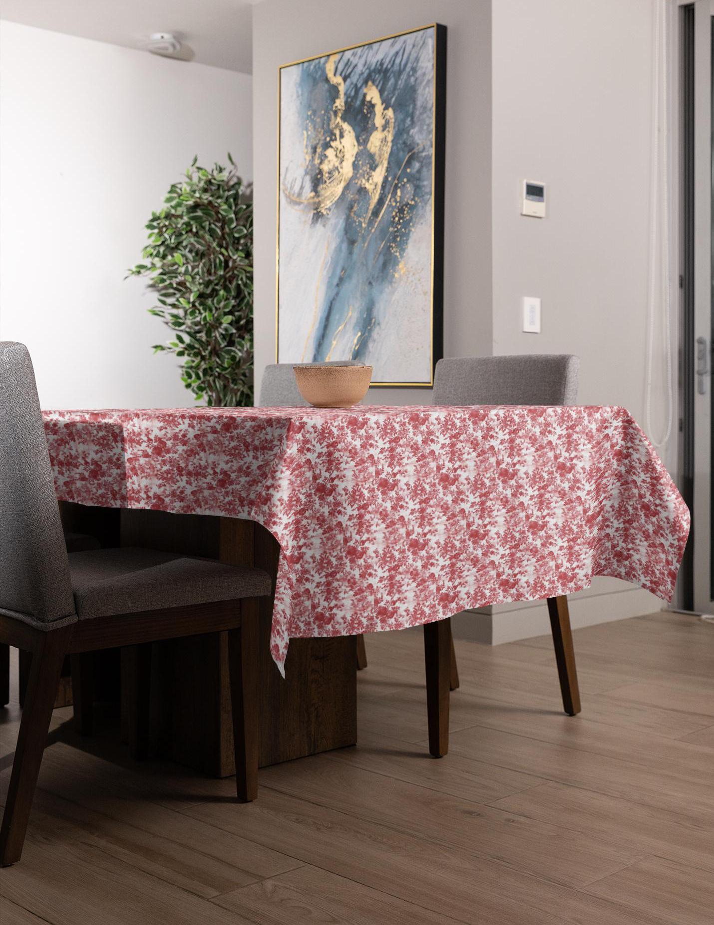 Toile De Jouy Red Tablecloth, Red Toile Table Cloth, Flower Toile ...