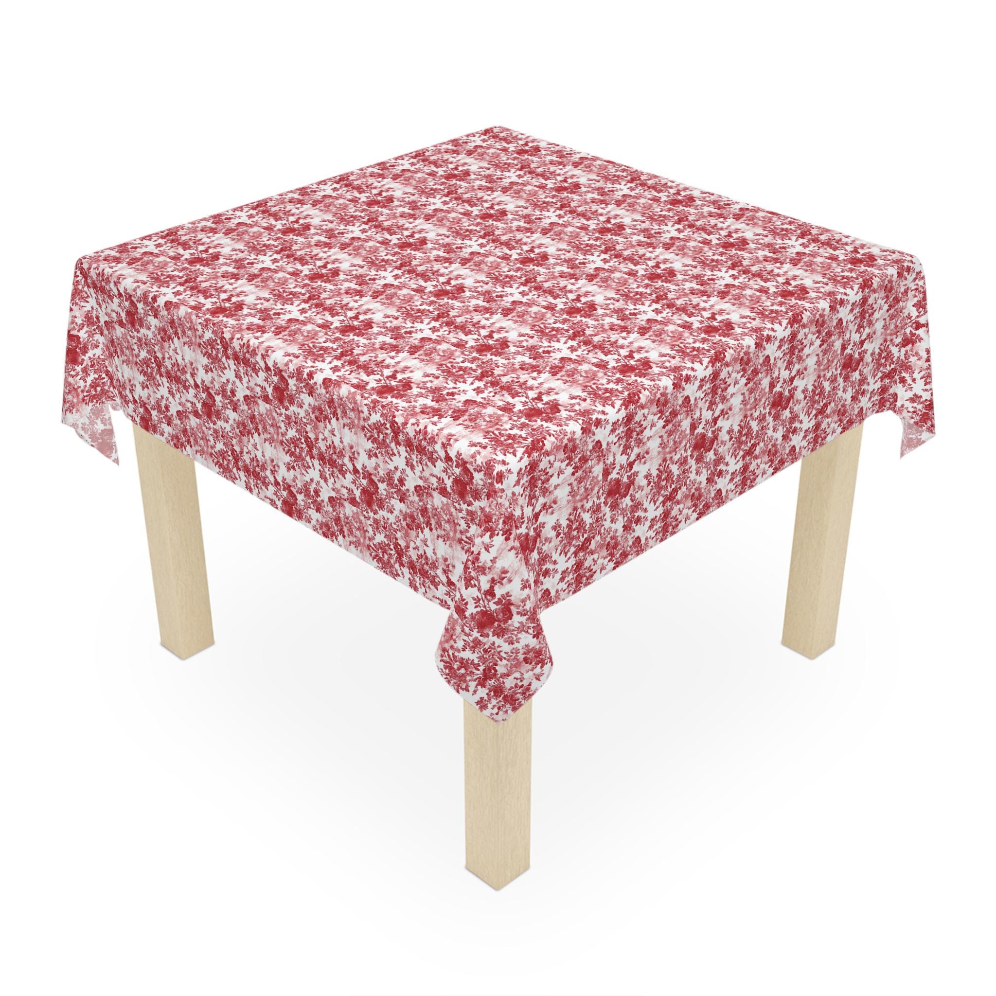 Toile De Jouy Red Tablecloth, Red Toile Table Cloth, Flower Toile ...