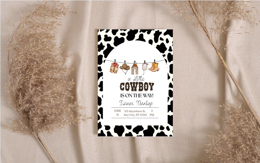 Editable Birthday Invitation Template Cowboy Theme - Mac, Ipad, PC ...