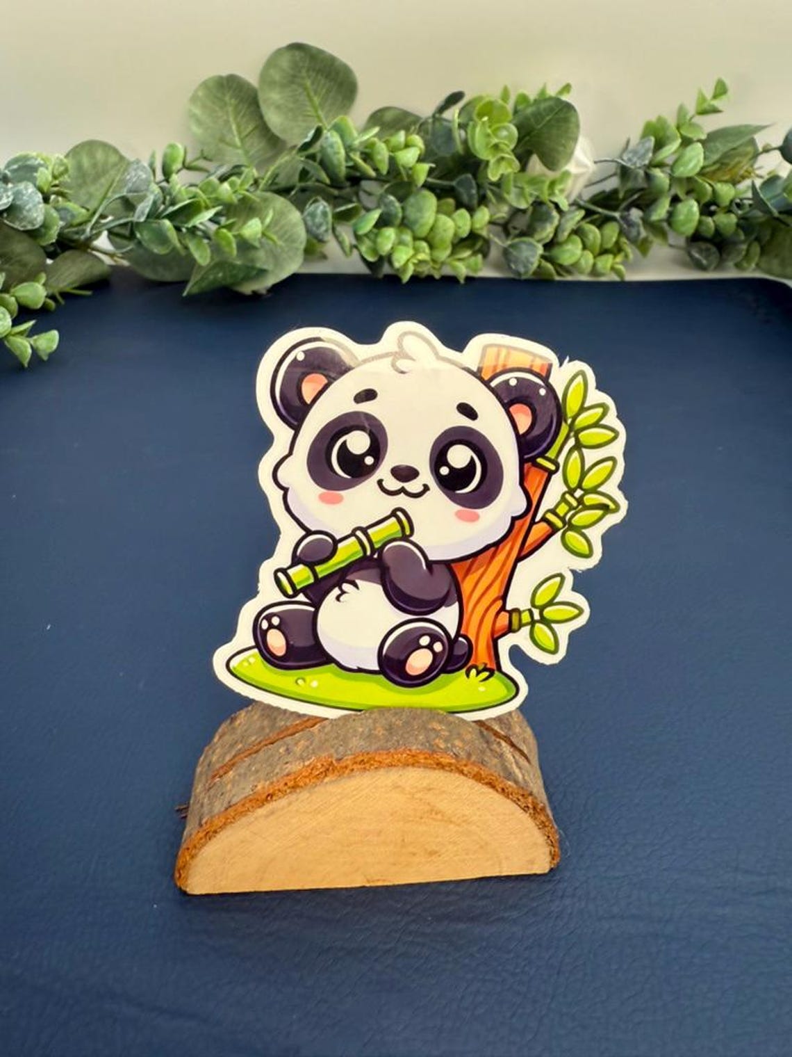 Cute Panda Eating Bamboo Sticker – Adorable Kawaii Panda Vinyl Sticker ...