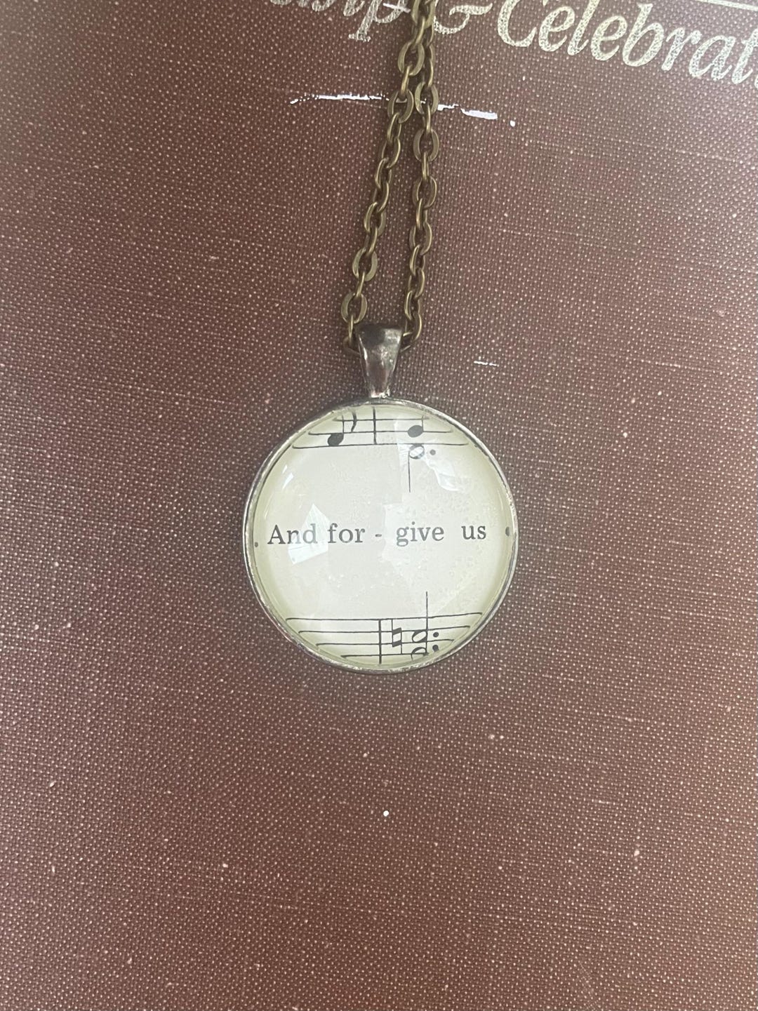 Hymn Necklace “and Forgive Us” With 16” Chain. - Etsy