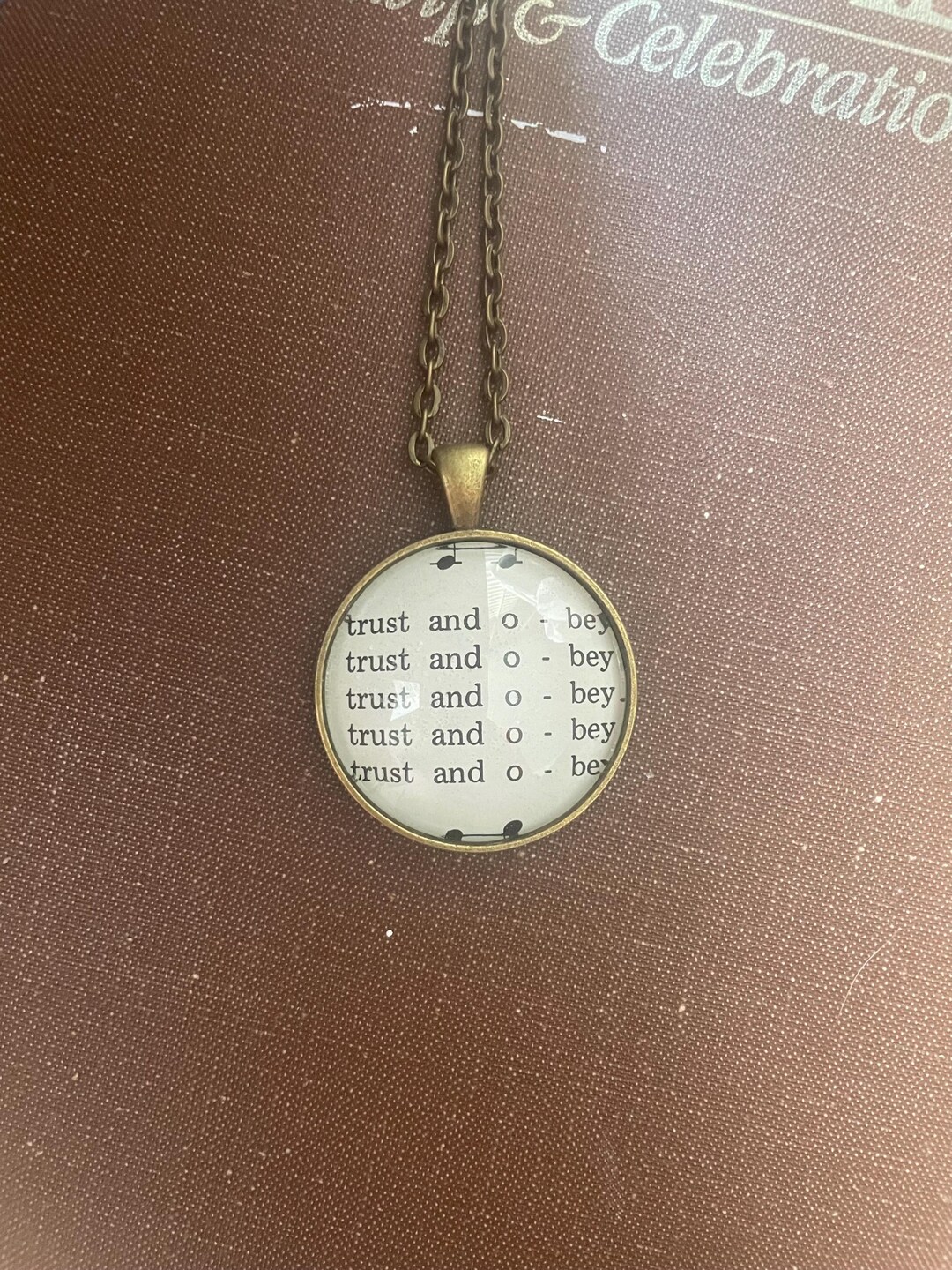 Hymn Necklace “trust and Obey” With 16” Chain. - Etsy