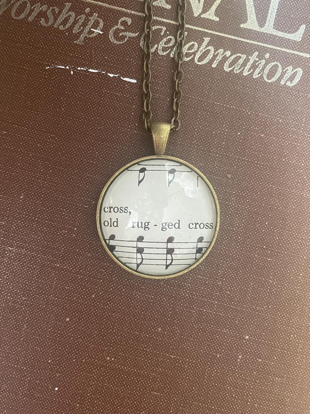 Hymn Necklace “old Rugged Cross” With 16” Chain. - Etsy