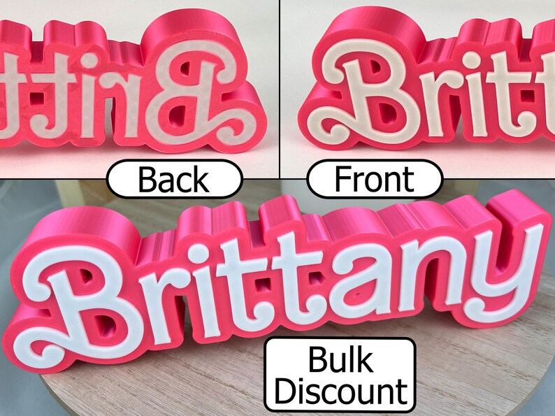 Barbie Style Name Sign Double Sided Hot Pink Border White Letters - Etsy