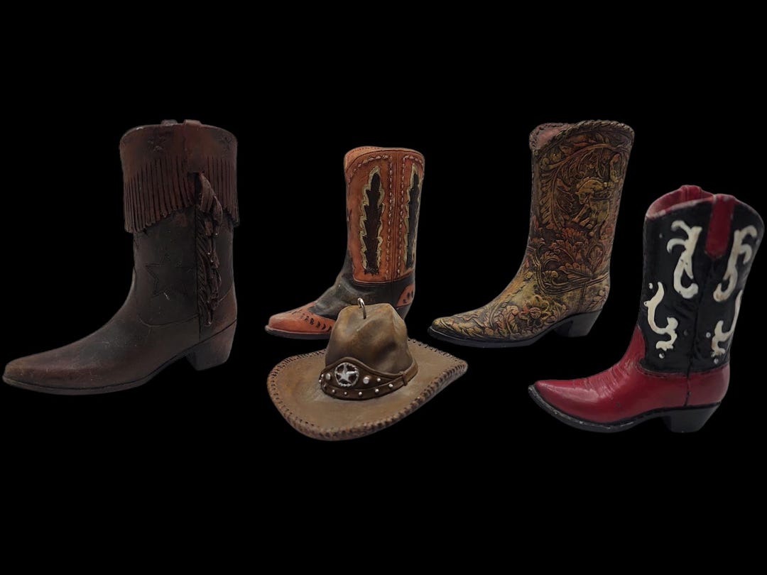 Variety of Resin Miniature Cowboy 4 Boots and 1 Hat Lot: Ornaments - Etsy