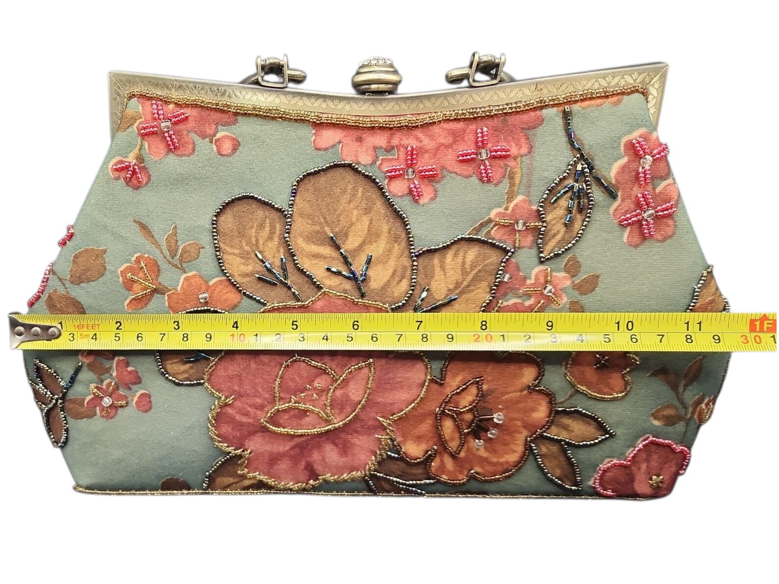 Beaded Floral Hand Purse: Sage Green Classical Style Top Handle Bag - Etsy