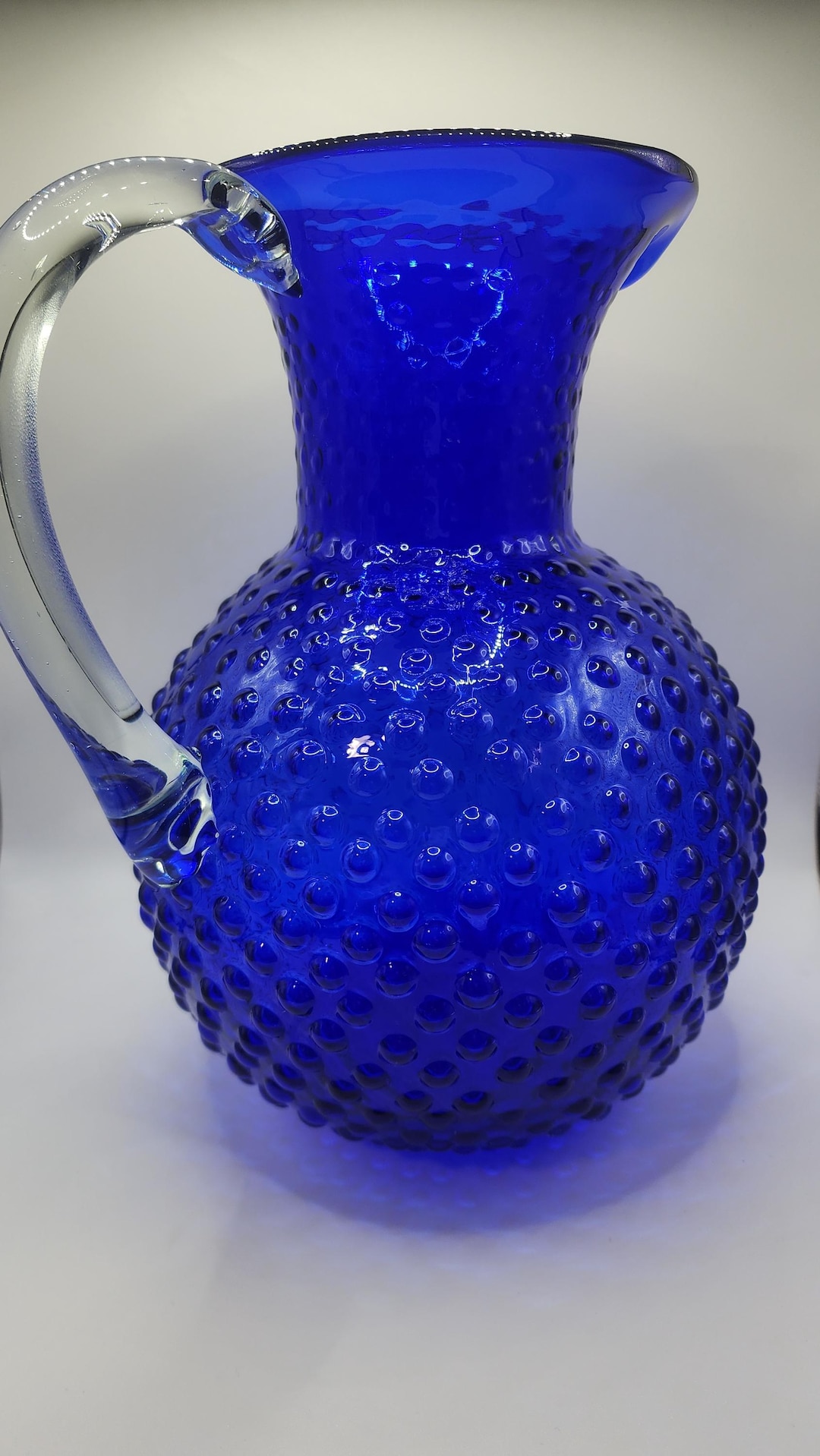 Vintage Cobalt Blue Hobnail Pitcher - Etsy