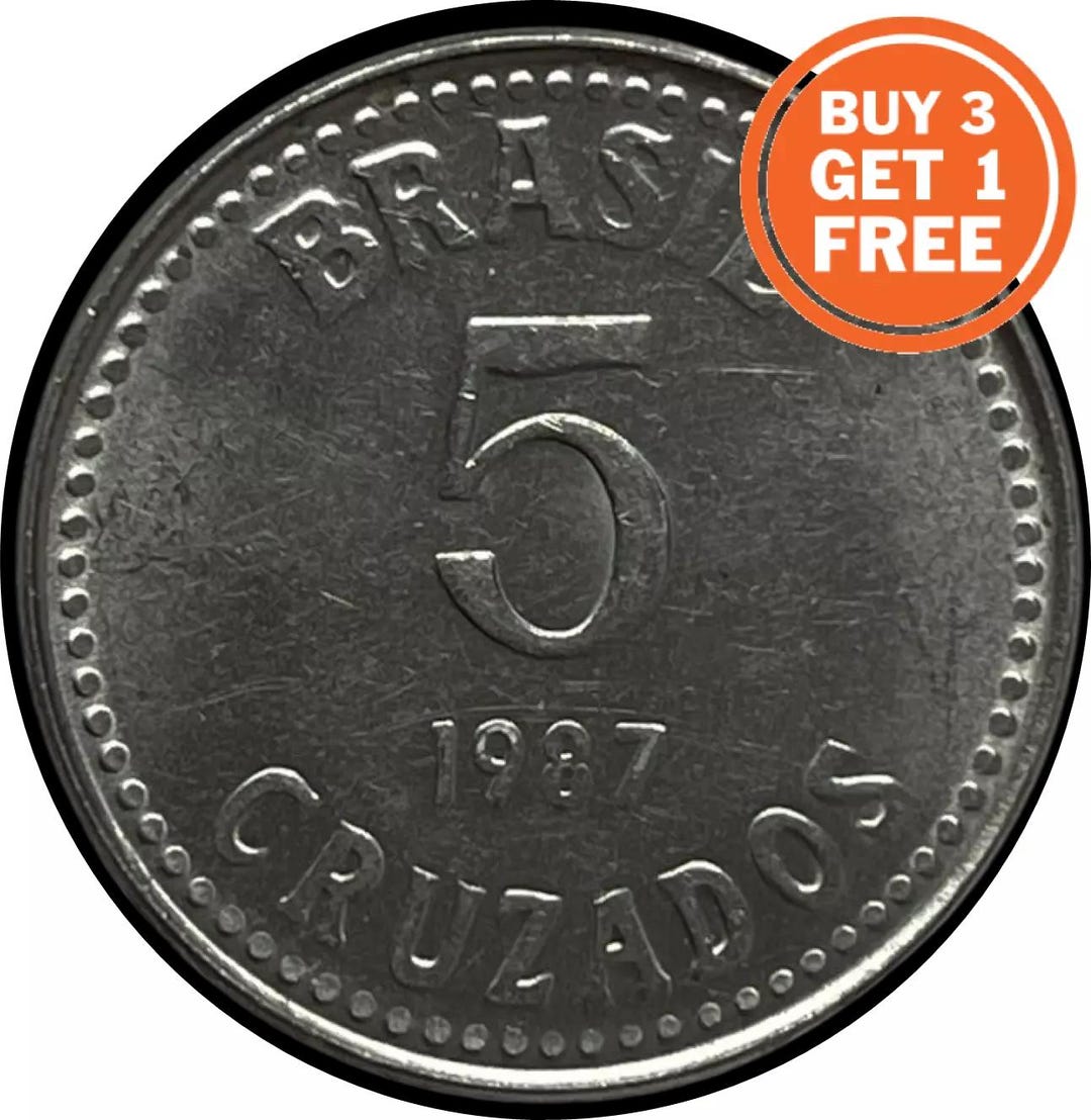 5 Brazilian Cruzados Coin-choice of Date From 1986-1988-brazil/brasil ...