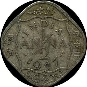 1/2 Indian Anna Coin-choice of Date From 1942-1947-india - Etsy