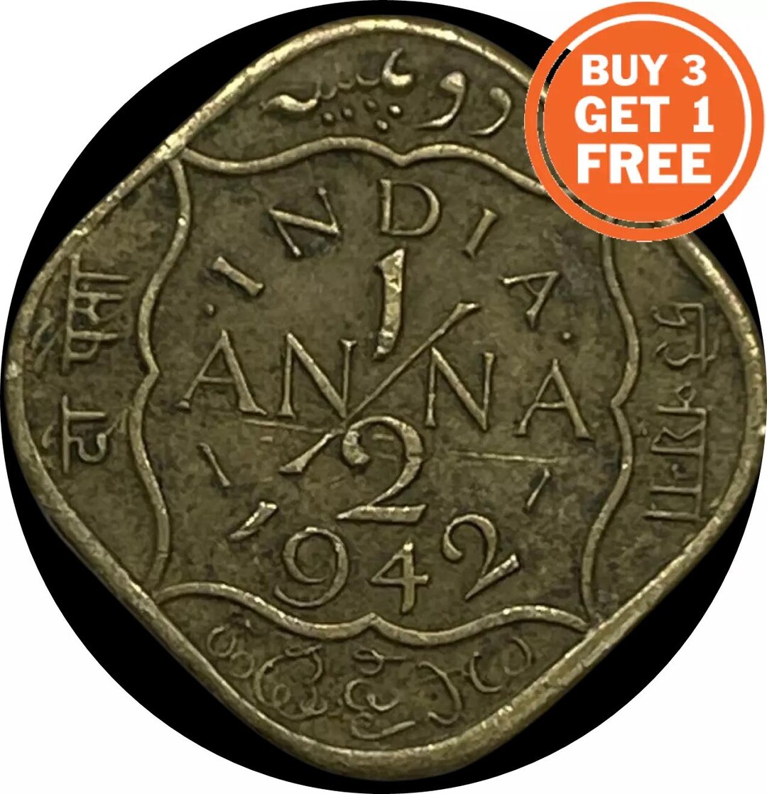 1/2 Indian Anna Coin-choice of Date From 1942-1947-india - Etsy
