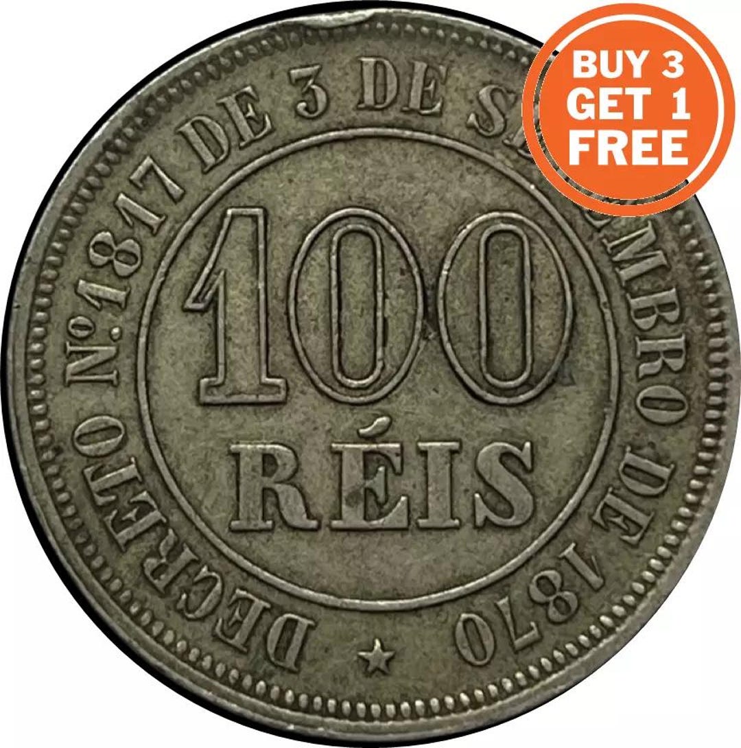 100 Brazilian Reis Coin-choice of Date From 1871-1889-brazil-brasil - Etsy