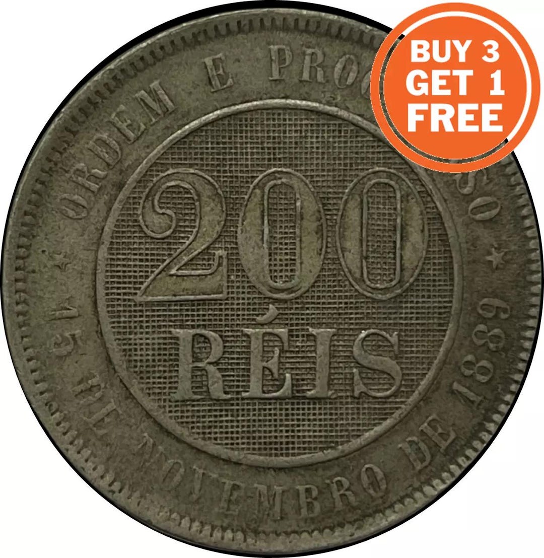 200 Brazilian Reis Coin-choice of Date From 1871-1889-brazil-brasil - Etsy
