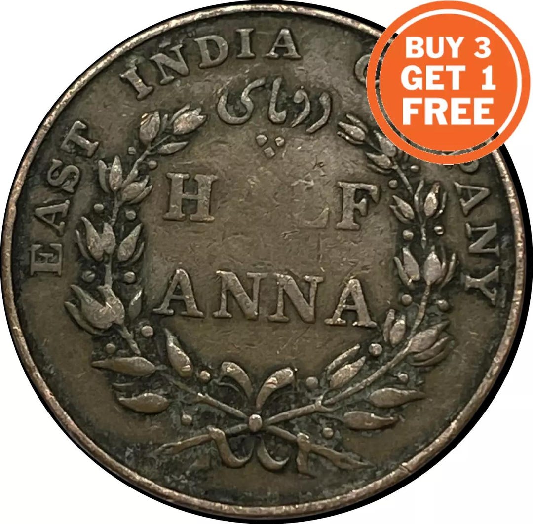 East India Company Half 1/2 Anna Coin-1835-1845-india - Etsy