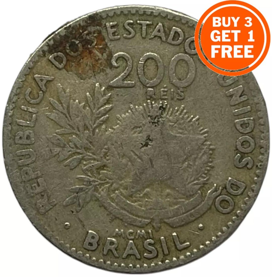 200 Brazilian Reis Coin 1901-brazil-brasil - Etsy