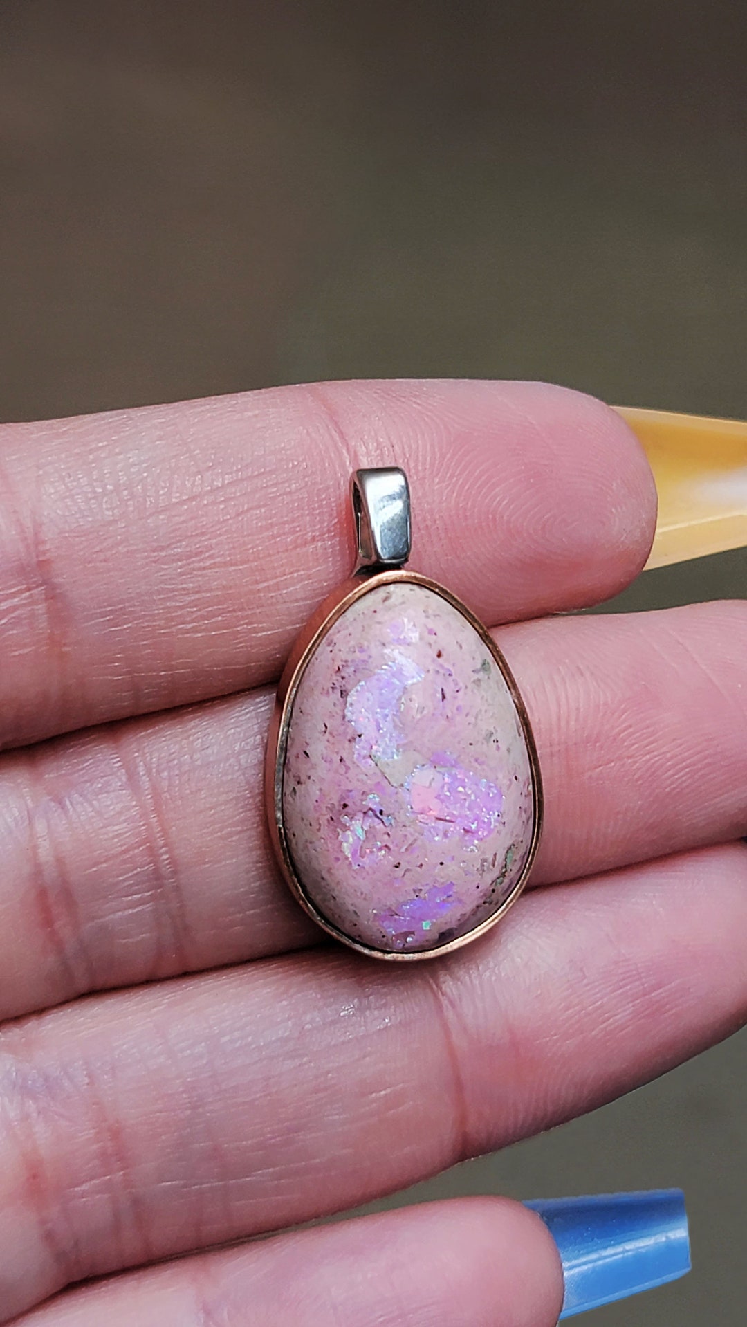 Natural Cantera Mexican Pink Purple Opal Sterling Silver & - Etsy