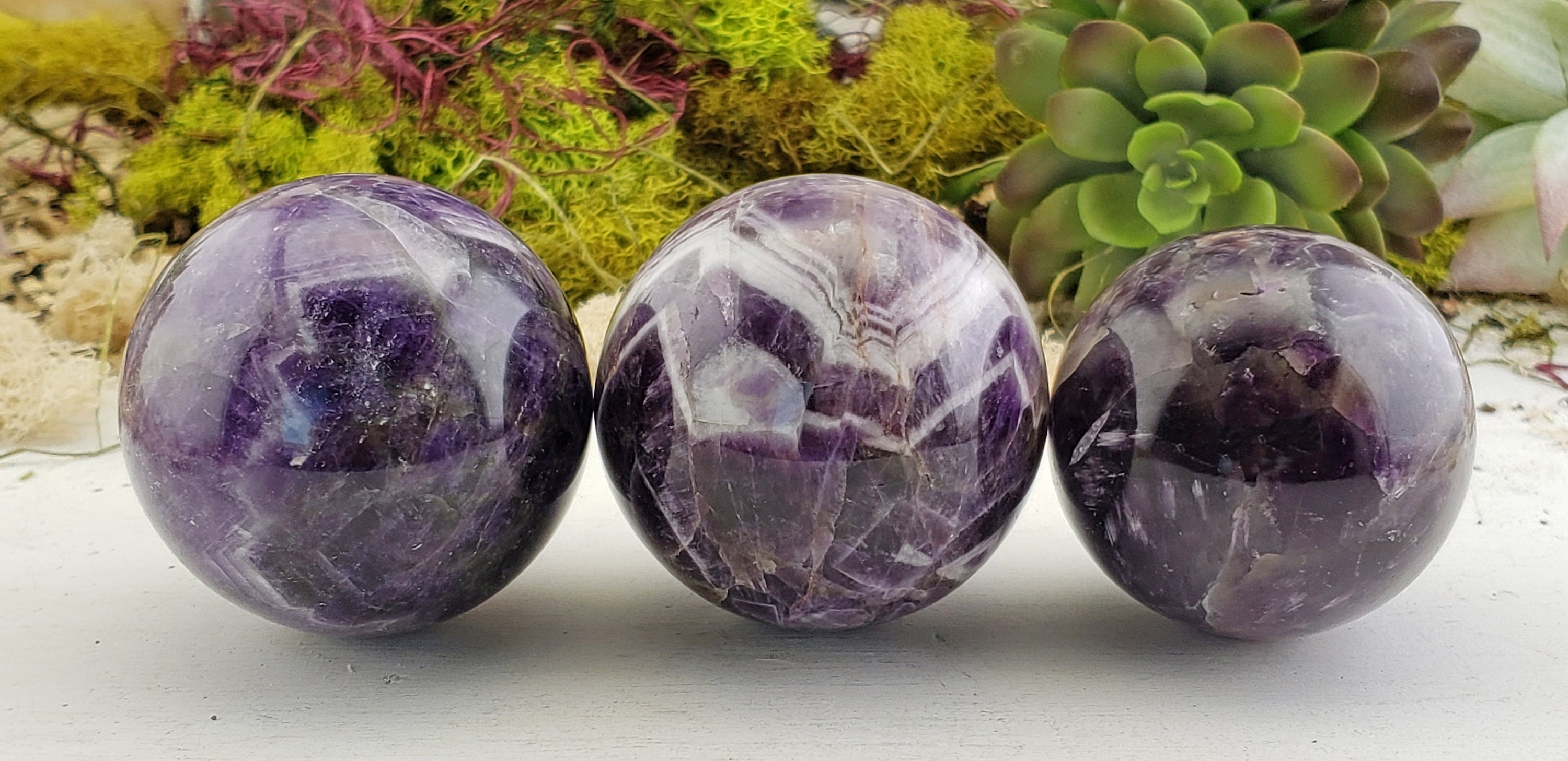 Chevron Amethyst Polished Gemstone Sphere Orb Jewelry & Beauty ...