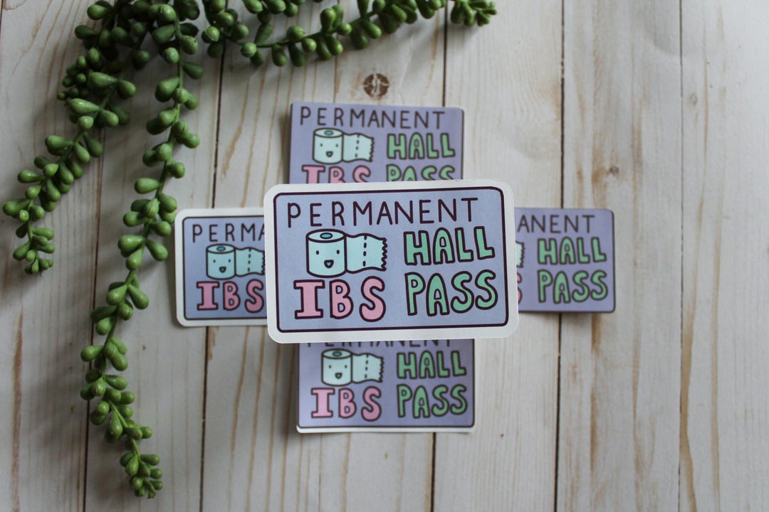 IBS Permanent Hall Pass Sticker | Chronic Illness IBS Sticker Humor IBS ...