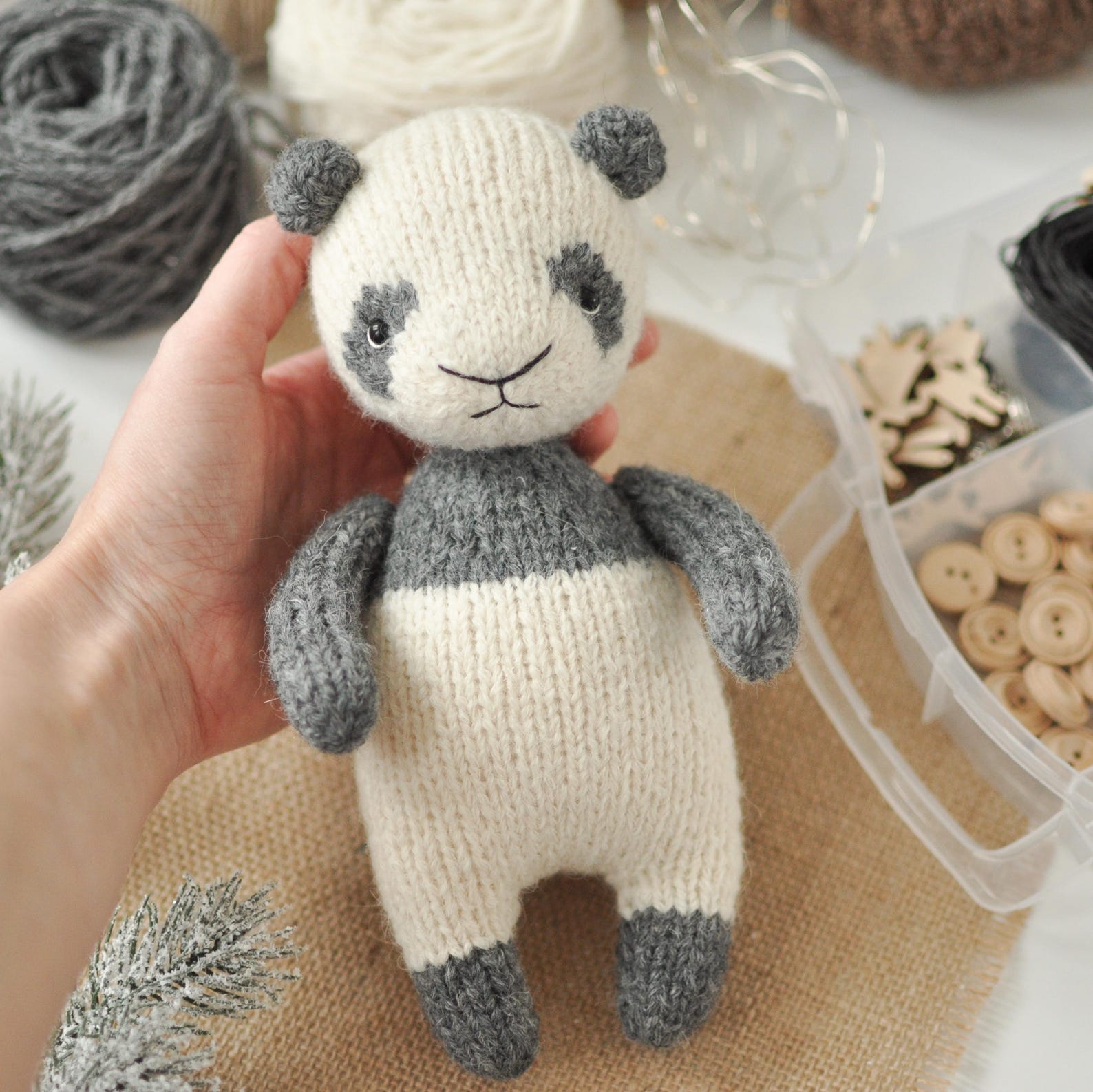 Teng Teng Little Panda. KNITTING Pattern. Panda the Bear With the Scarf ...