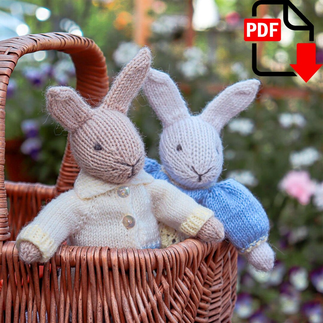 2 Little Bunny: Sebastian and Lucy. KNITTING Pattern, Knitted Animal ...