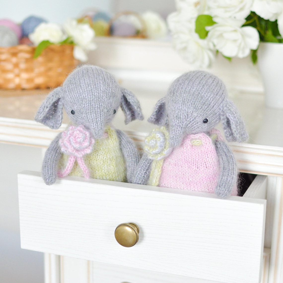 Lizzie and Eliphy the Elephant Twins. KNITTING Pattern. Two Patterns ...