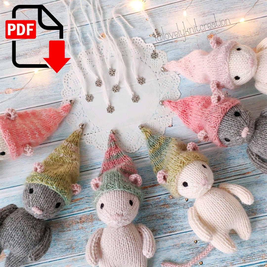 Mouse Toy Knitting Pattern With the Hat and the Scarf. KNITTING Pattern, Knitted Toy Tutorial ...
