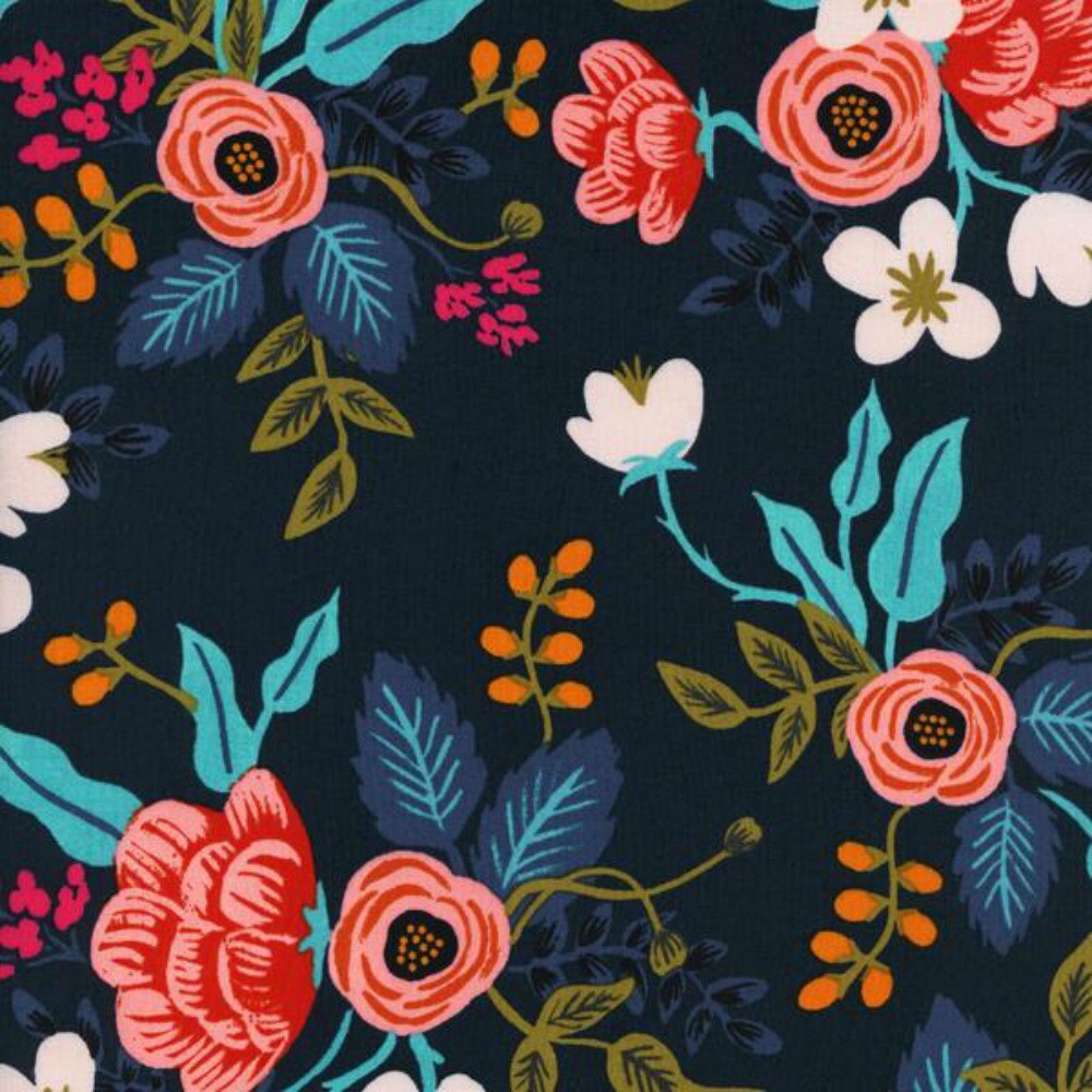 Rifle Paper Co. Les Fleurs Birch Floral RAYON in Navy - Etsy