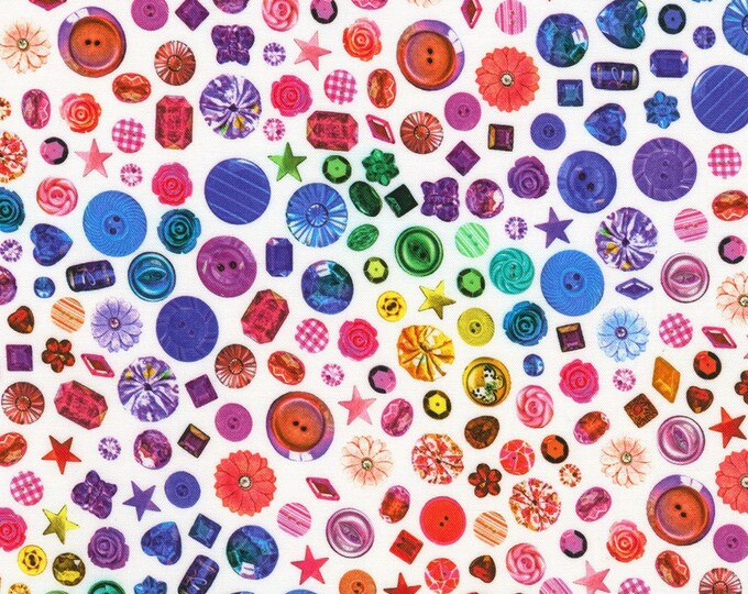 Robert Kaufman - Rainbow Crafter's Stash Collection - Buttons in White ...