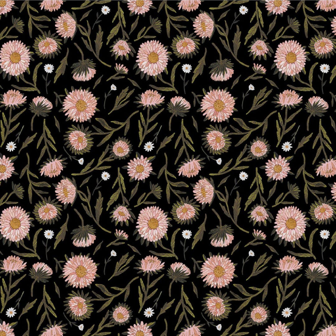 Figo Fabrics - Nature Trail Collection - Large Floral in Black - Etsy