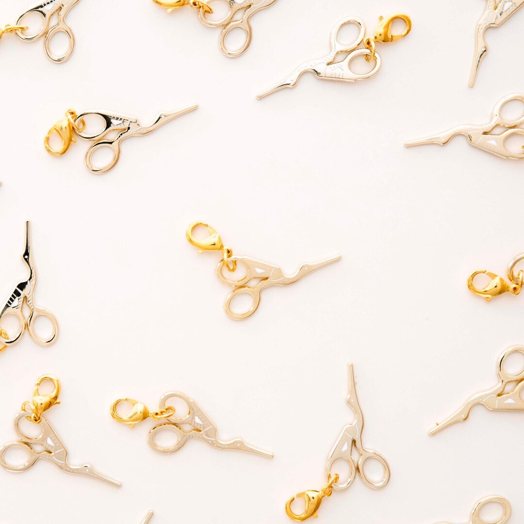 Sarah Hearts - Gold Stork Scissor Zipper Charm - Etsy