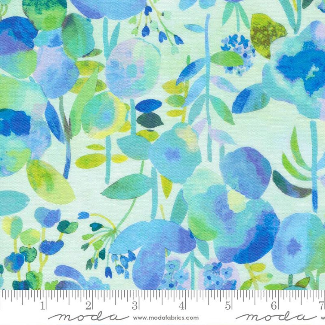 Moda Fabrics Gradients Auras Collection Dreamy Flowers in Turquoise - Etsy
