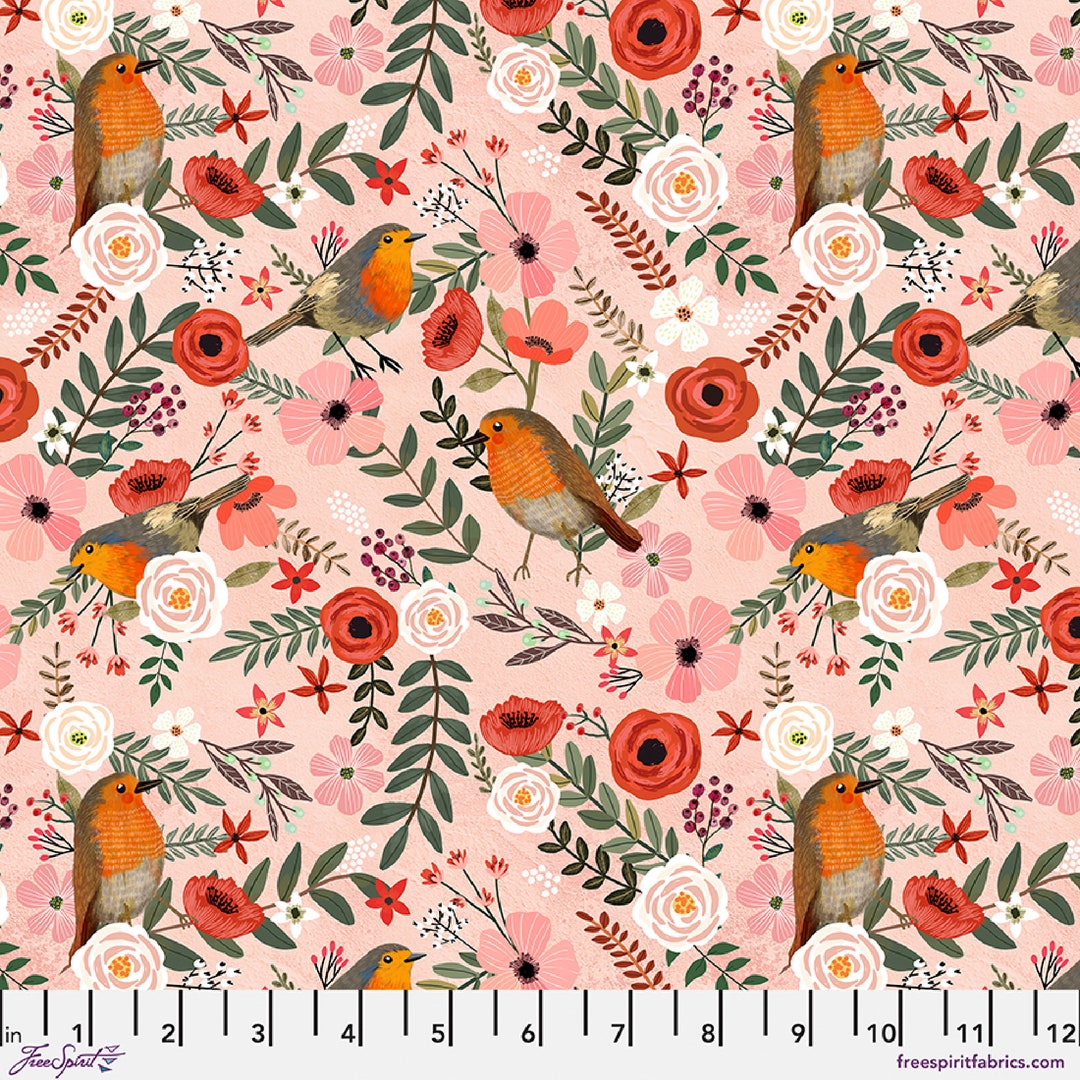 Mia Charro Bird Garden Collection Lovely Robins in Pink - Etsy