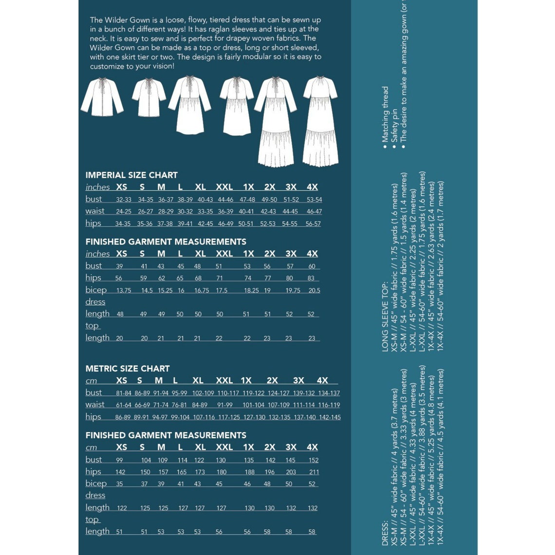 Friday Pattern Co. the Wilder Gown Pattern paper | Etsy