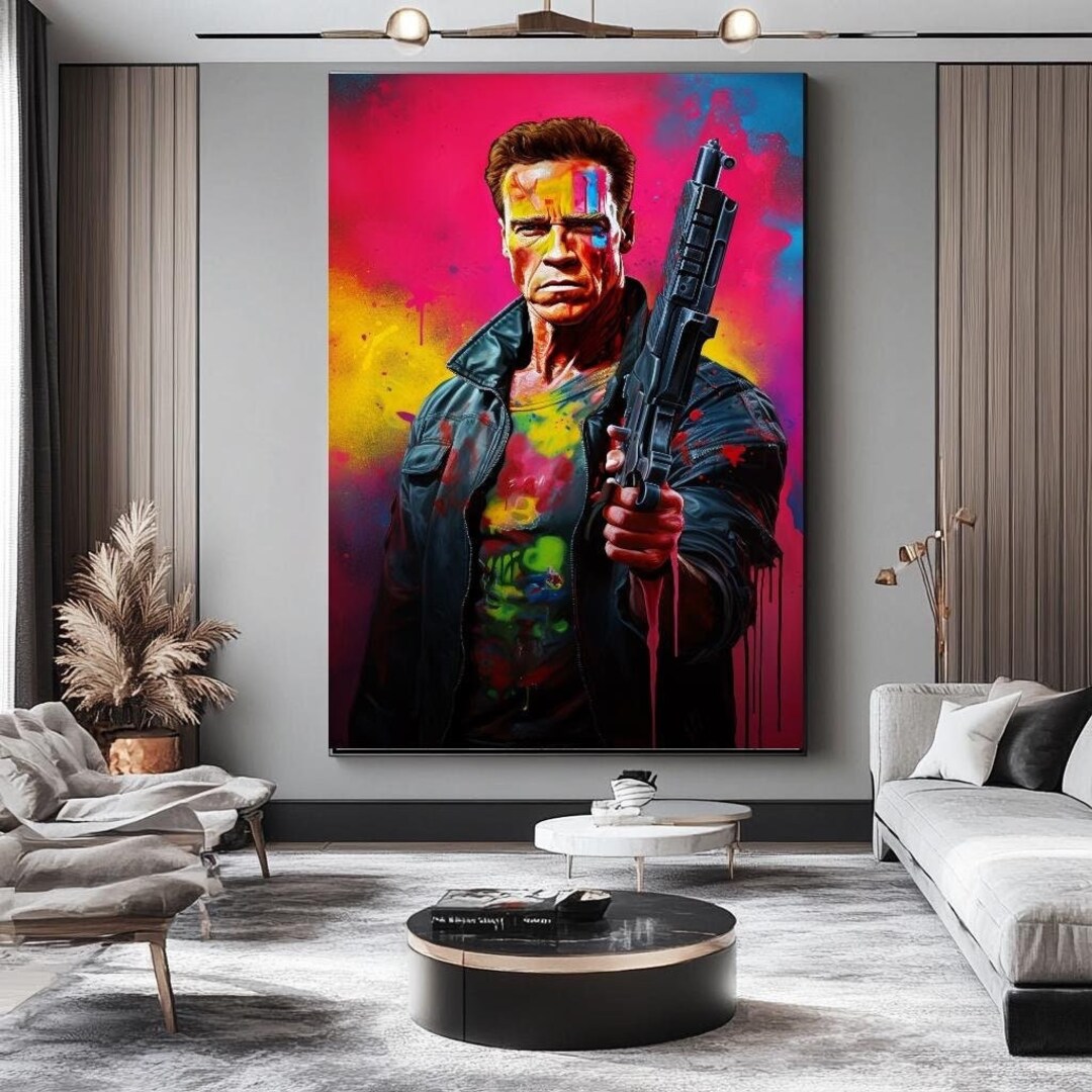 Bold Terminator Pop Art Canvas Print - Modern Graffiti Art Print ...