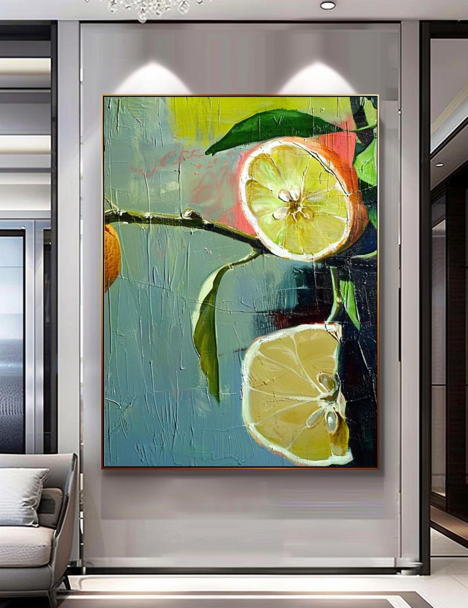 Citrus Fruit Impasto Oil Painting – Colorful Lemon Wall Art on Canvas ...