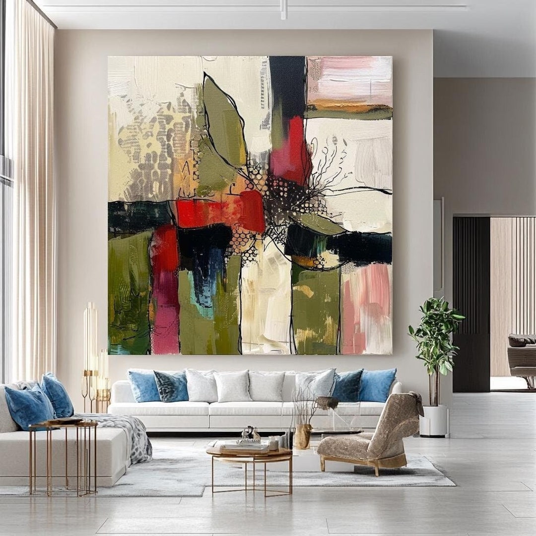 Bold Color Abstract Painting, Modern Impasto Oil Painting on Canvas ...