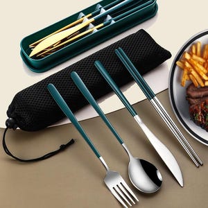 Stainless Steel Portable Tableware Set – Premium Travel Cutlery With ...