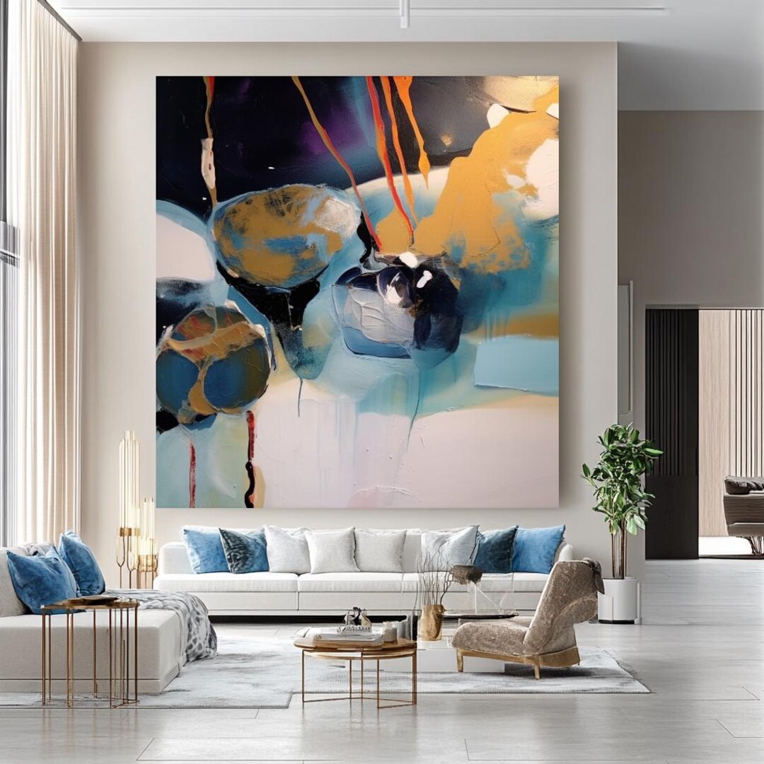 Exclusive Interior Abstract Art - Modern Impasto Oil Painting on Canvas ...