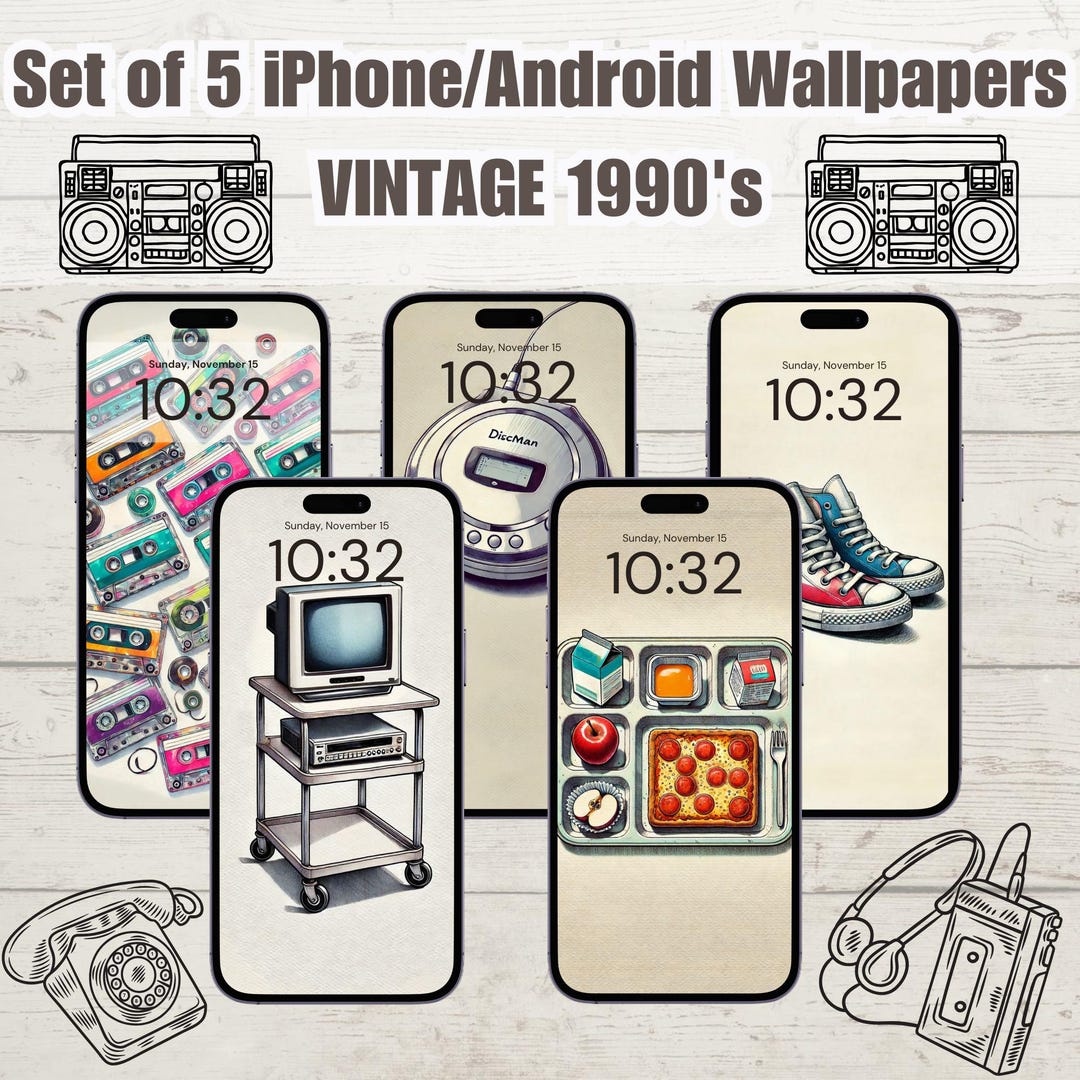 Vintage 1990's Set of iPhone or Android Wallpaper - Etsy