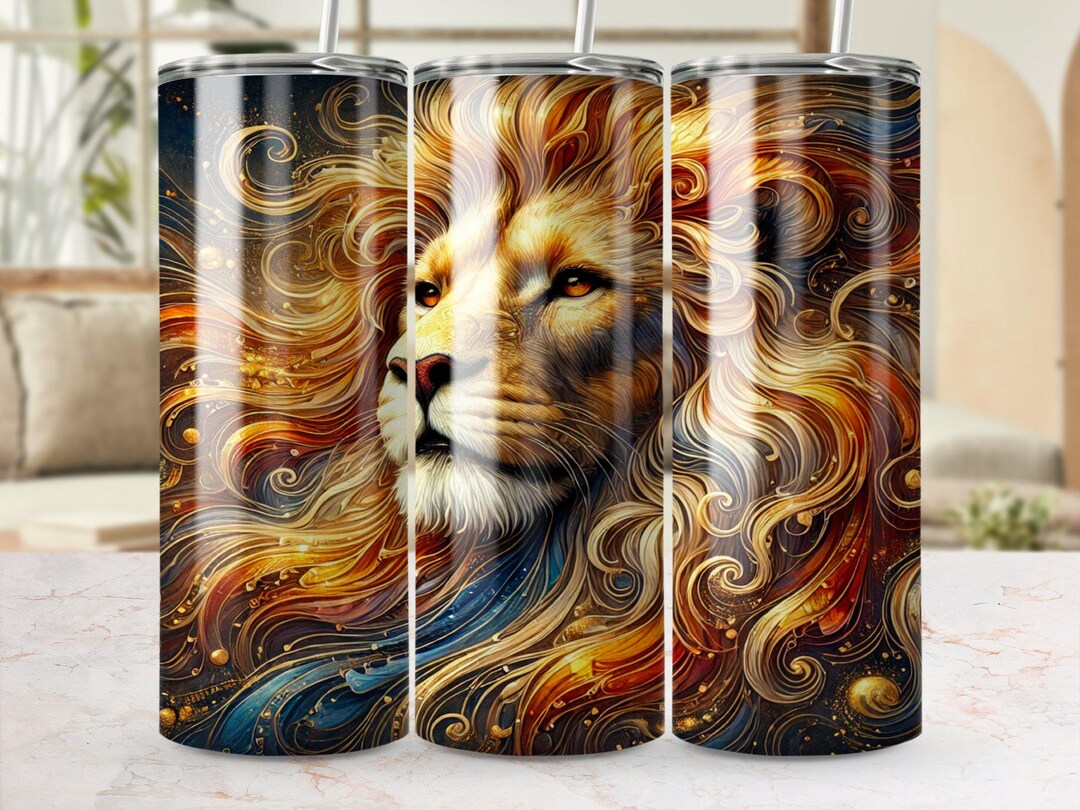 Lion Straight Tapered PNG 20oz Skinny Tumbler Wrap Commercial Use ...